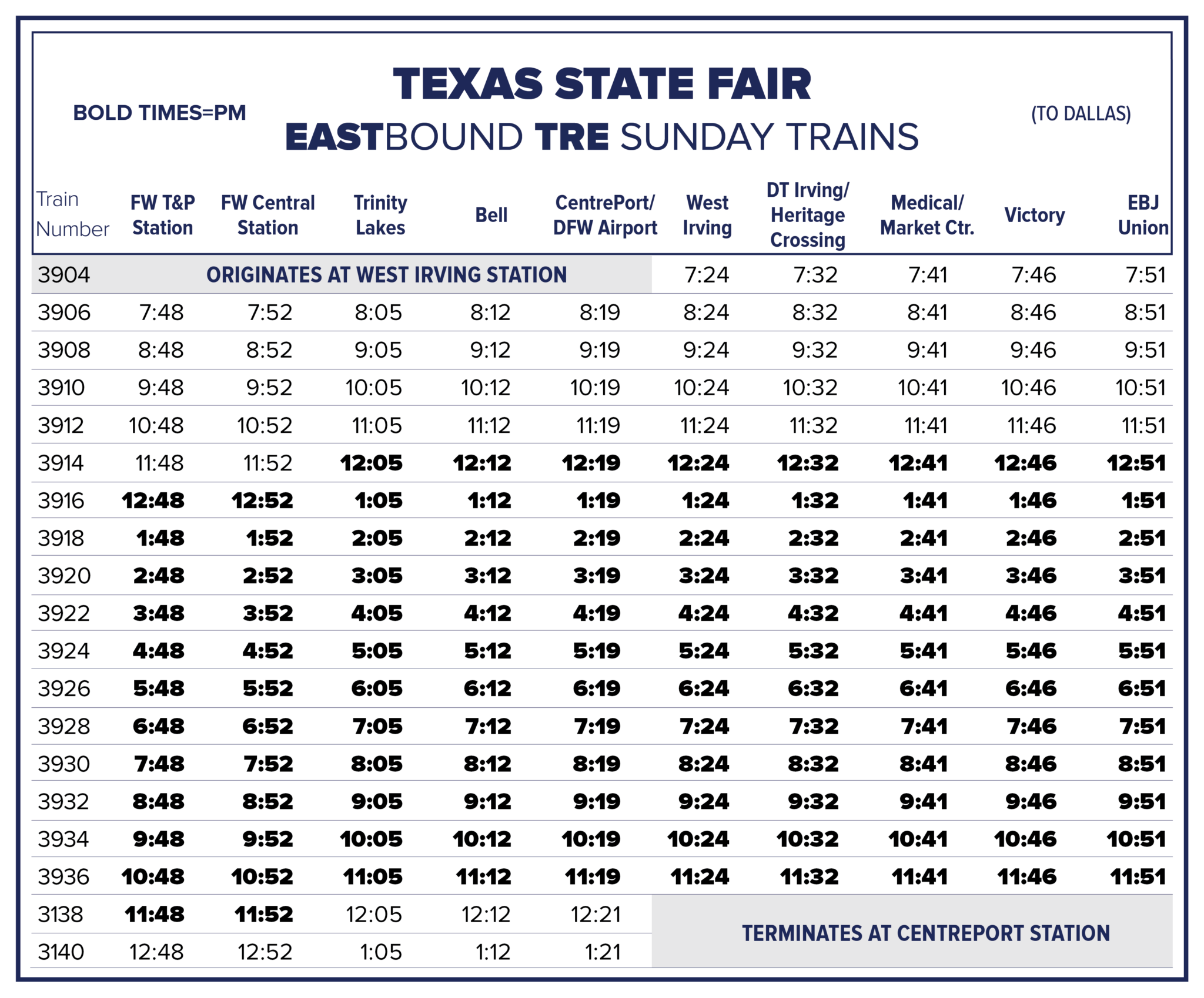 Ride TRE to the State Fair - Trinity Railway Express